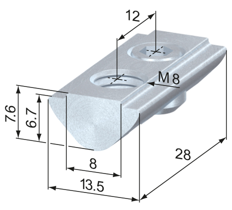 T-spårsmutter, infällbar | Rollco